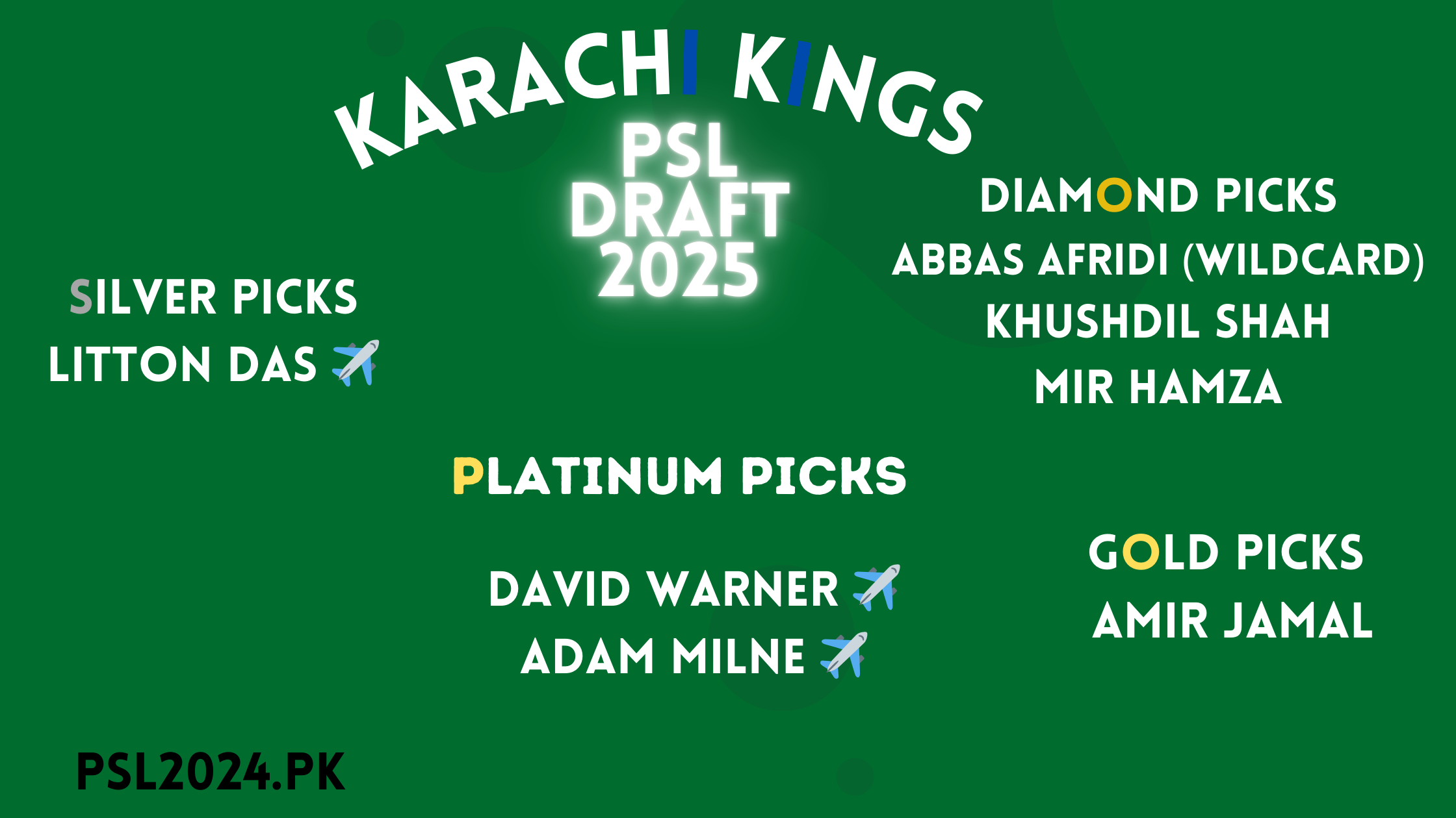 PSL Draft 2025 - David Warner & Kane Williamson for Platinum Catergoy - PSL Match Schedule